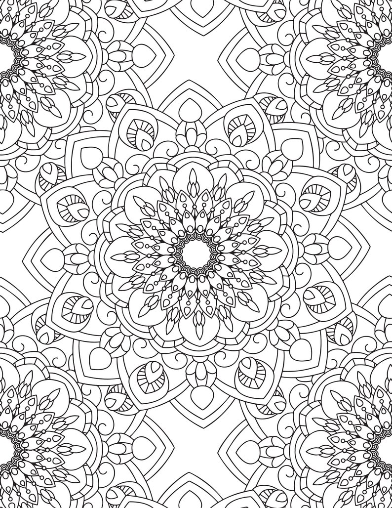 Mandela Coloring Book Page, Geometric Coloring Sheet, Adult Printable ...