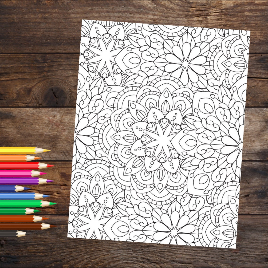 Floral Mandela Coloring Book Page, Printable Adult Coloring Book Page ...