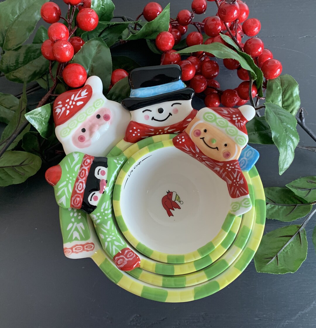 Christmas Measuring Cups Ceramic Nesting Cups Santa Snowman - Etsy