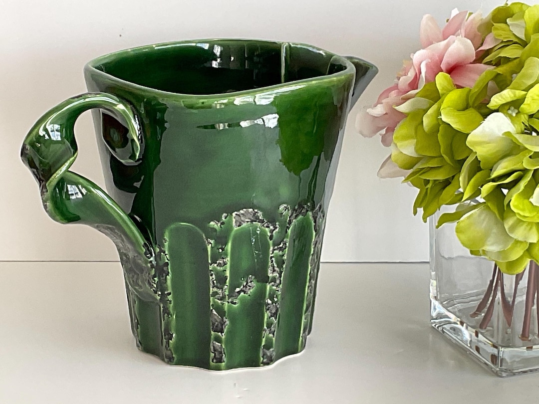 Handmade Tuscan Pitcher Heavy Pottery Sangria Water Lemonade Pitcher ...