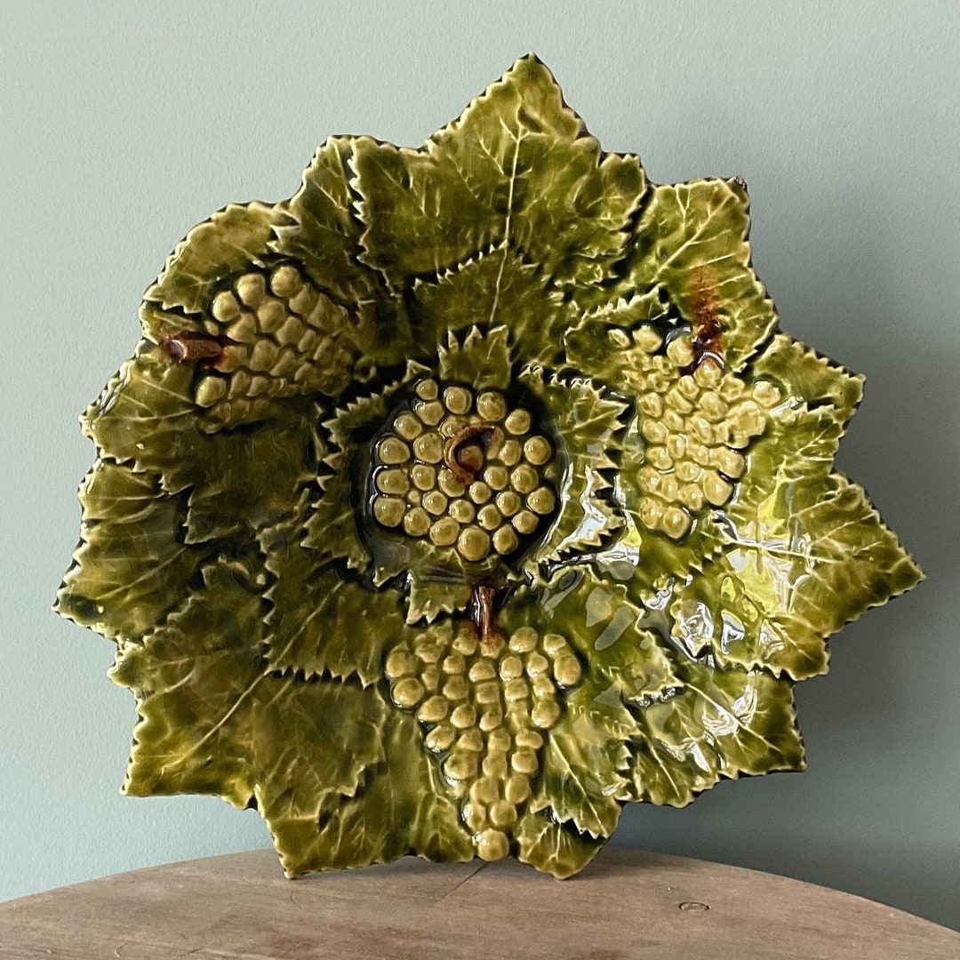 Vintage Andrea by Sadek Porcelain Bowl: Green Grape Leaf Ceramic Art - Etsy