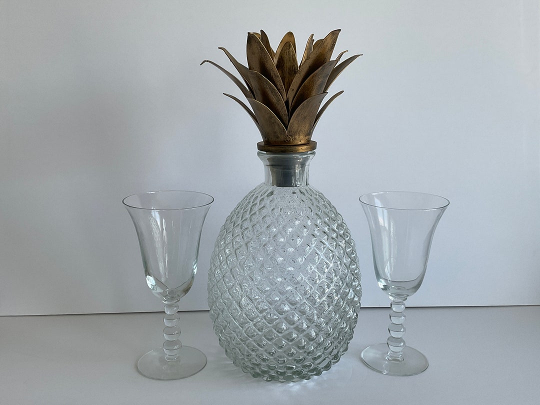 Vintage Glass Decanter Wine Decanter 14” Liquor Decanter Pineapple ...