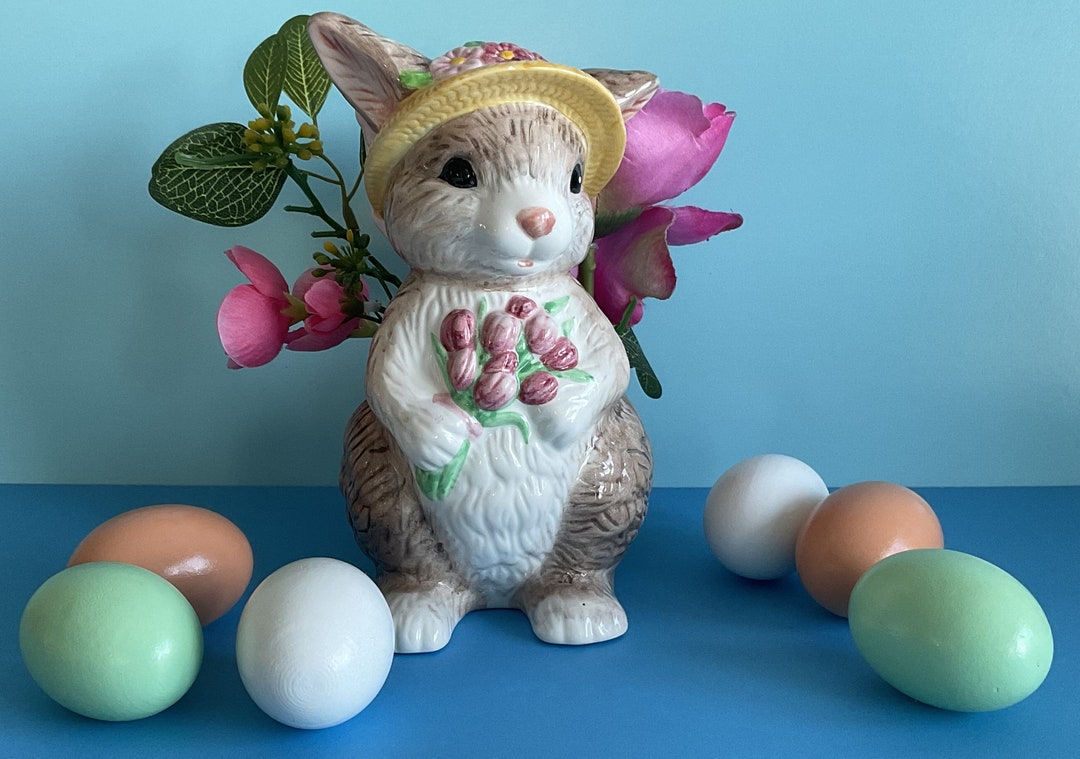 Vintage Bunny Planter Easter Centerpiece Easter Bunny Pot Easter Décor ...