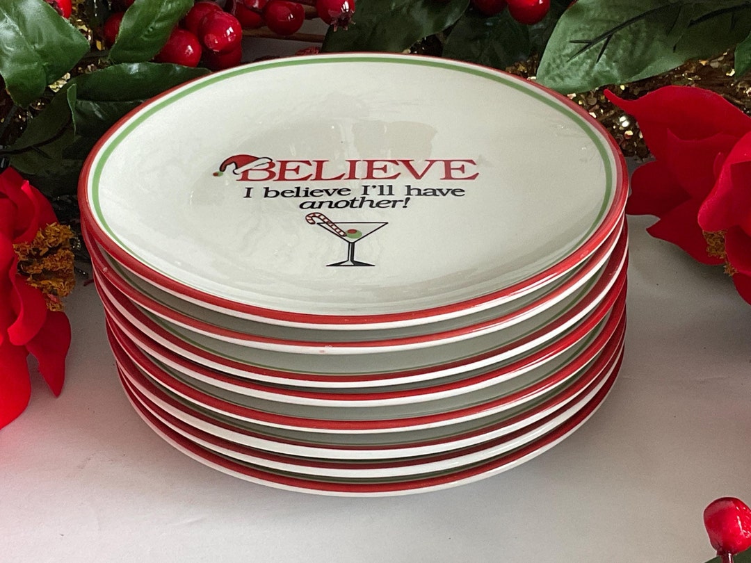 Set of 8 Vicky Howard Ceramic Appetizer Dishes Fun Holiday Quotes ...