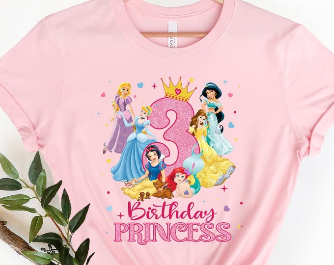Fourth Birthday Princess Shirt, Disney Princess Birthday Shirt, Princess Birthday Shirt, Girls ...