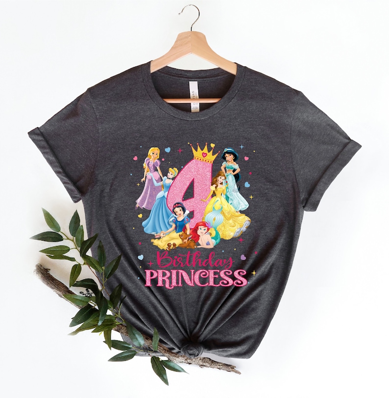 Fourth Birthday Princess Shirt Disney Princess Birthday - Etsy