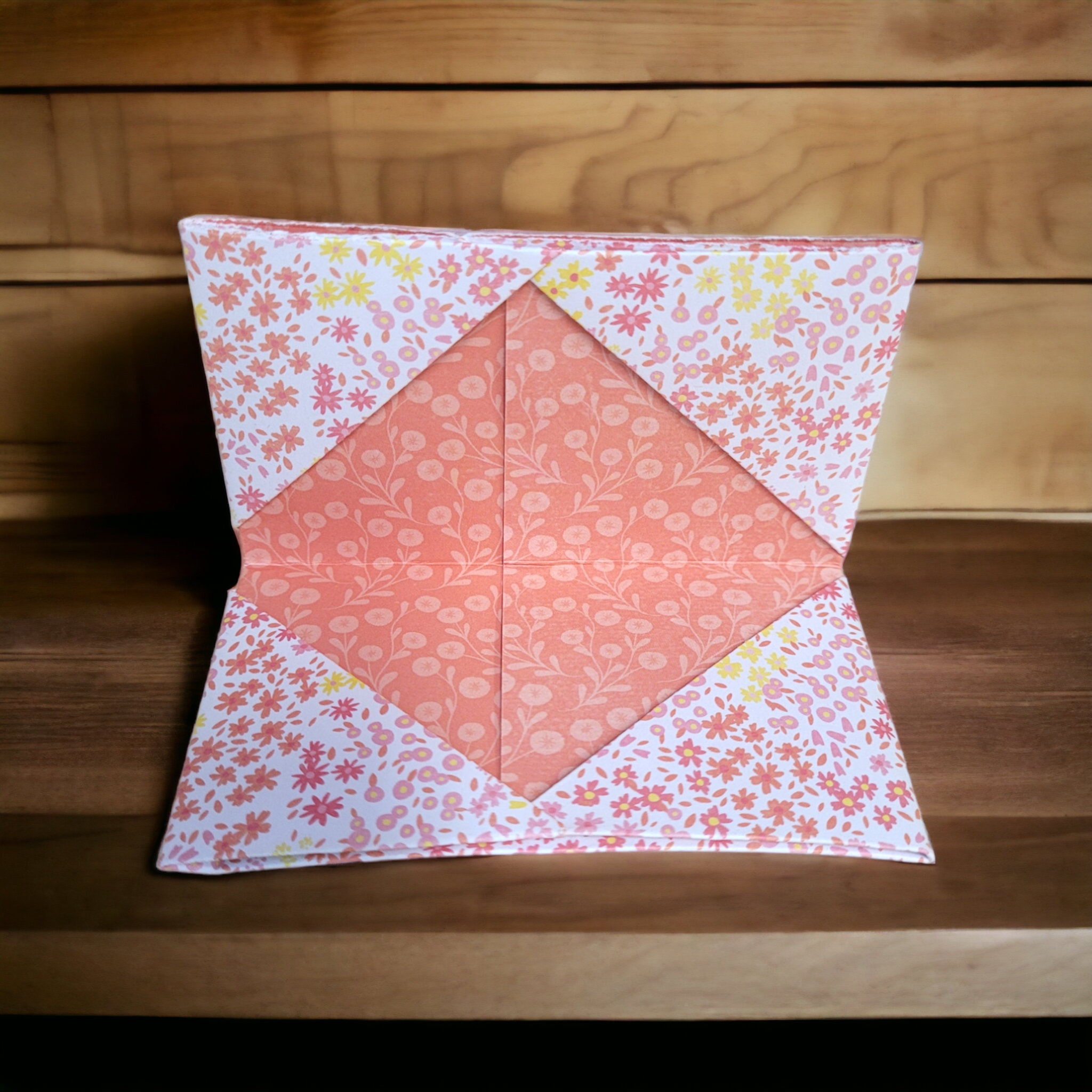 Origami Gift Card Holder Pink Coral Floral Orange OOAK - Etsy