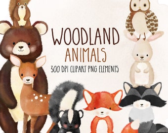 Watercolor Clipart, Woodland Animals Clipart, Forest Animal Clipart ...