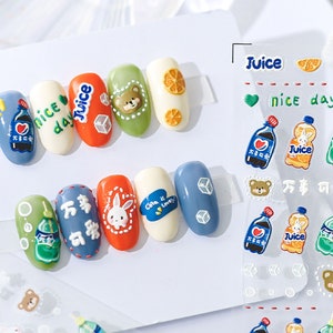 Summer Nail Stickers, Drinks Nail Stickers, Drinks Nail Decal Stickers ...