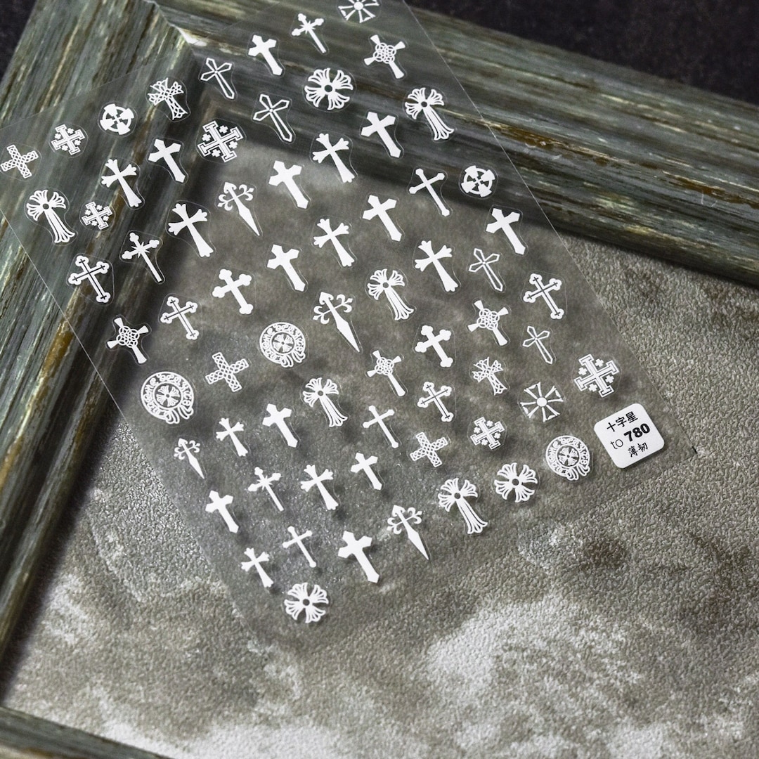 Cross Nail Stickers, Cross Nail Decals, 3D Nal Stickers, Nail Decal Art ...