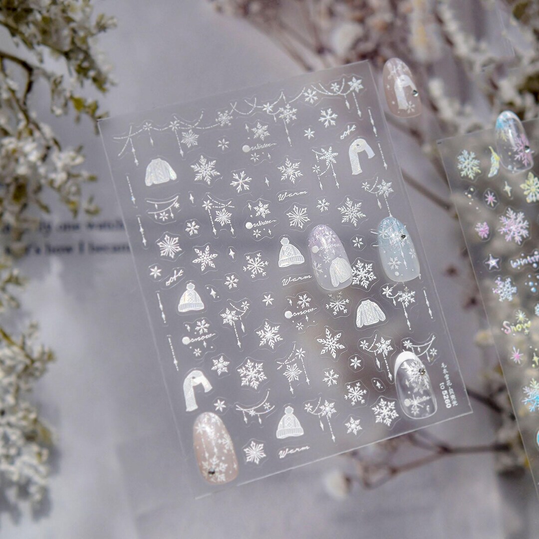 Snowflake Nail Stickers, Snowflake Nail Decals, Winter Nail Stickers ...