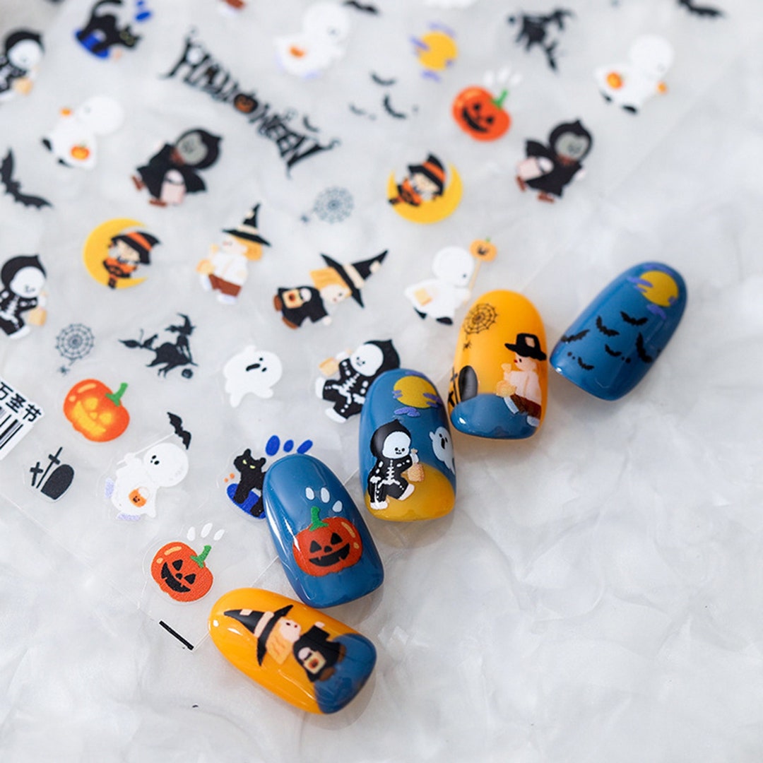 Halloween Nail Stickers, Halloween Nail Decals, Witch Nail Stickers ...