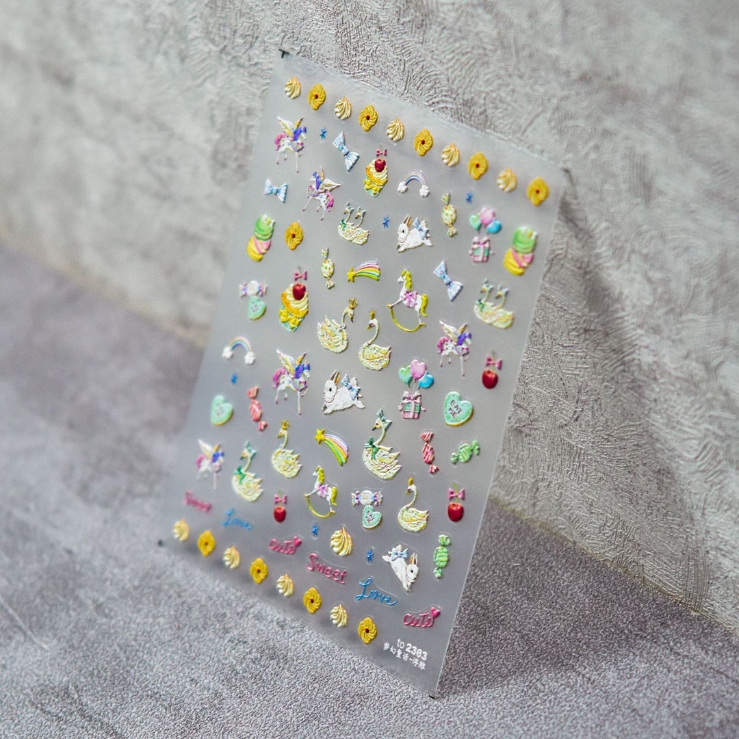 Swan Nail Stickers, Fairy Tale Nail Decals, Kawaii Nail Decals, Cute ...