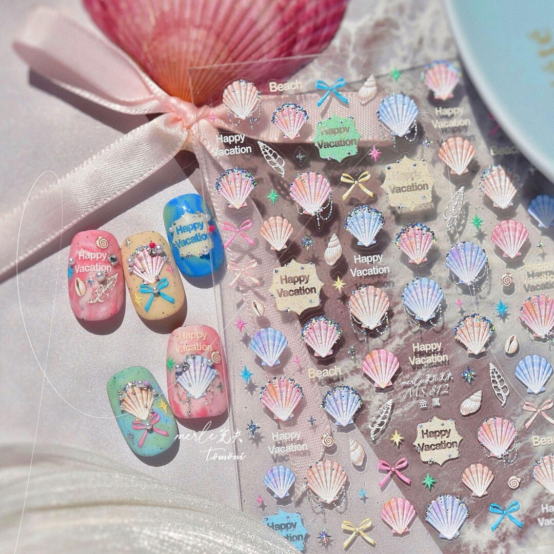 Shells Nail Stickers, Shells Nail Decals, Summer Shell Nail Stickers ...