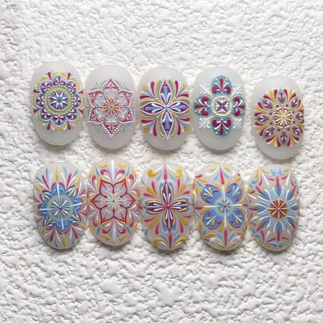 Boho Nail Stickers, Boho Nail Decals, Bohemia Nail Art,5d Embossed ...