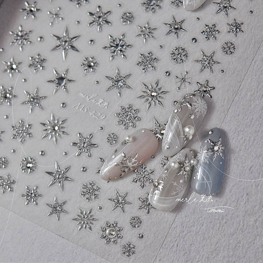 Gold/silver Snowflake Nail Stickers, Winter Snow Nail Stickers, Snow ...