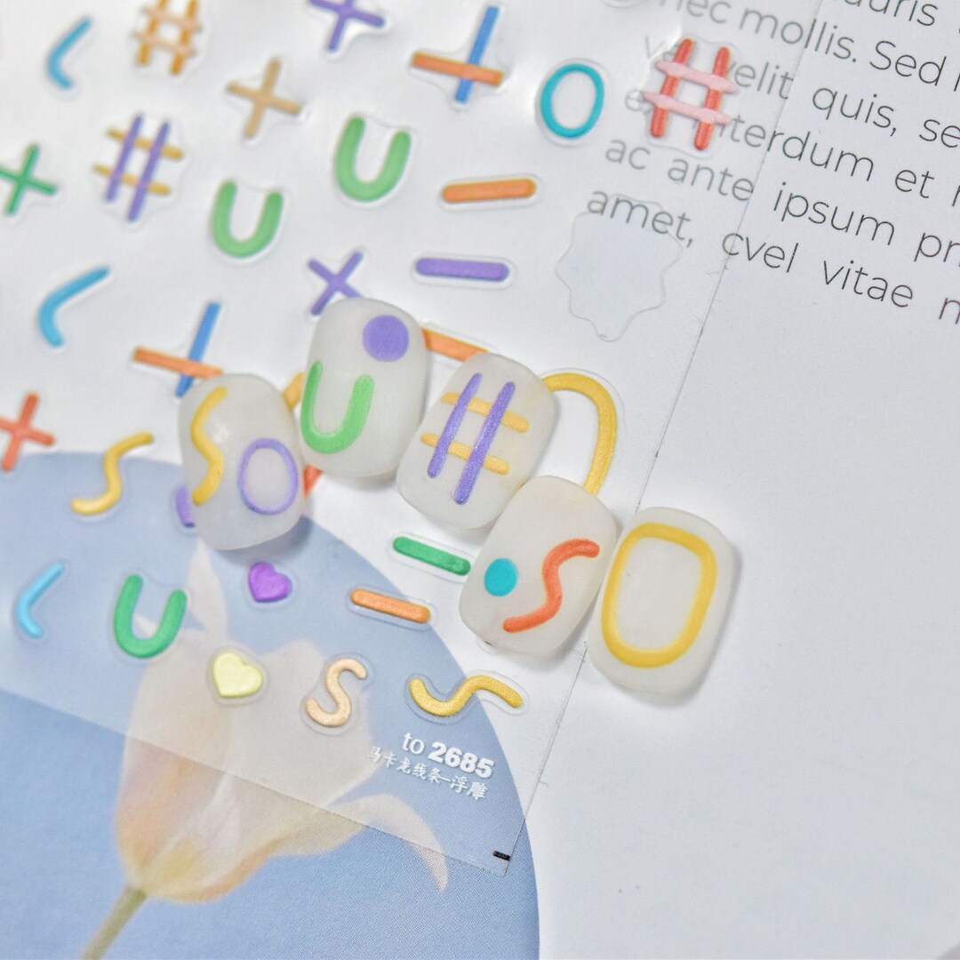 Colorful Symbols Nail Stickers, Symbol Nail Decals, Nail Decal Art ...