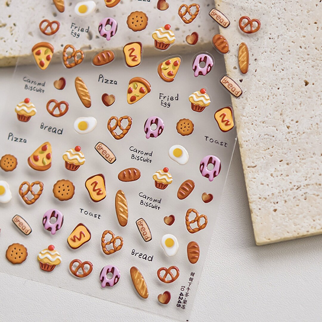 Cute Bread and Dessert Nail Stickers,cute Nail Decals, Cute Nail Art ...