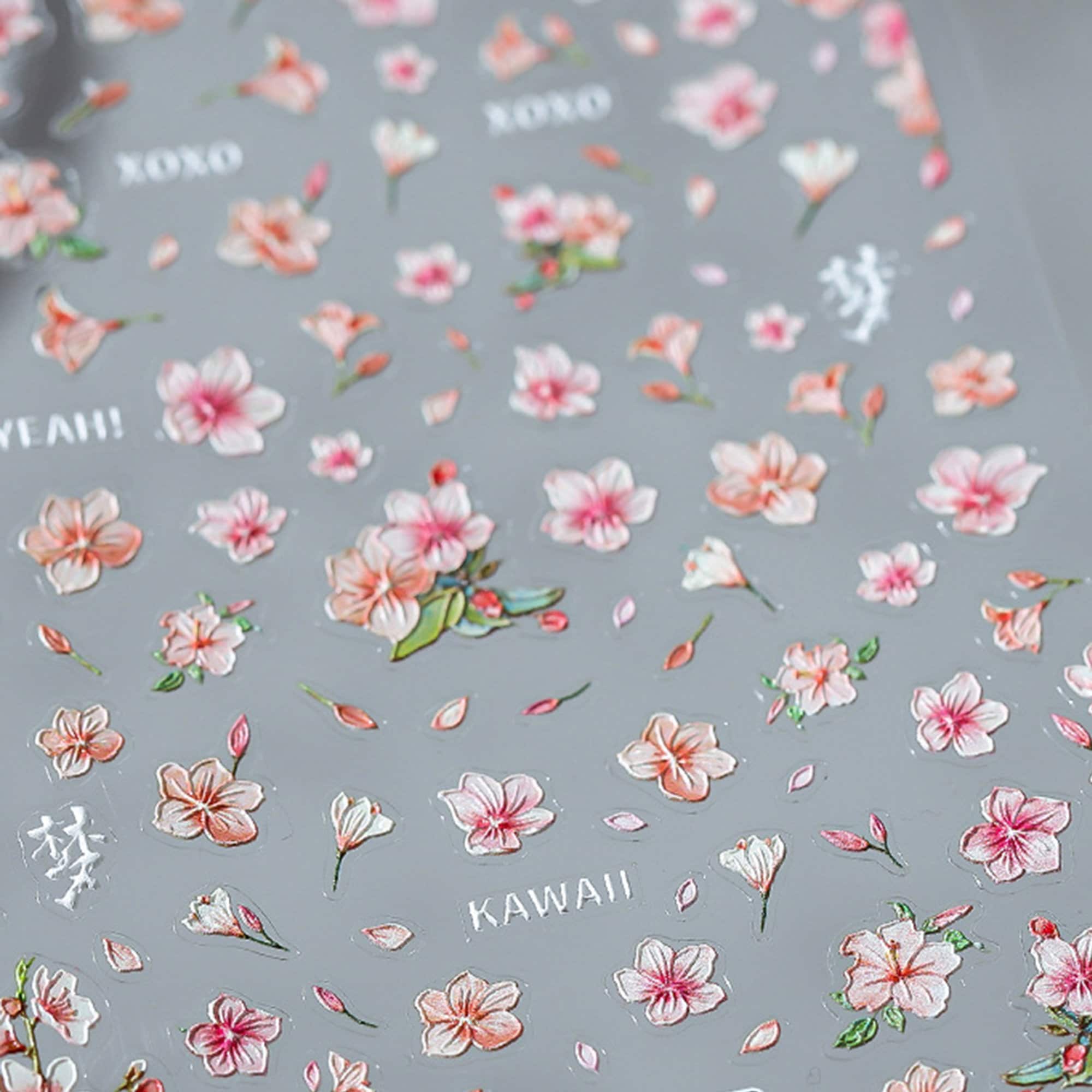 Blossom Nail Stickers Flower Nail Decals Flower Nail Art - Etsy