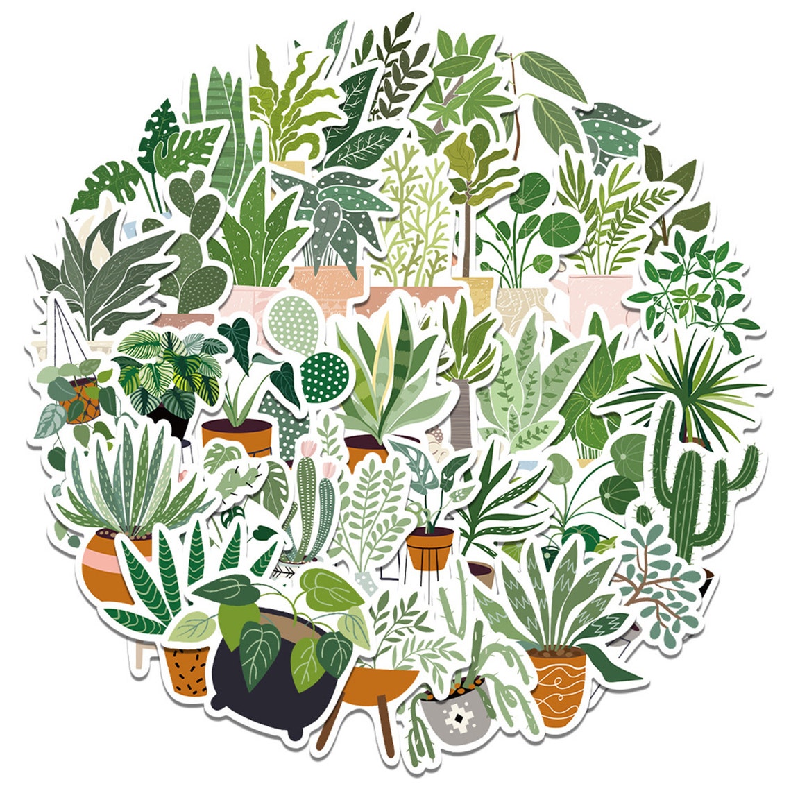 44 Pcs Plants Stickers, Green Plant Stickers Pack, Waterbottle Stickers ...