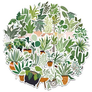 44 Pcs Plants Stickers, Green Plant Stickers Pack, Waterbottle Stickers ...