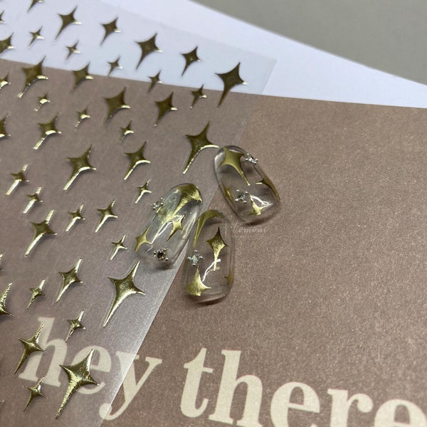 20 Sheets/set 3D Golden Nail Stickers Aesthetic Nail Sticker Nail Decal ...