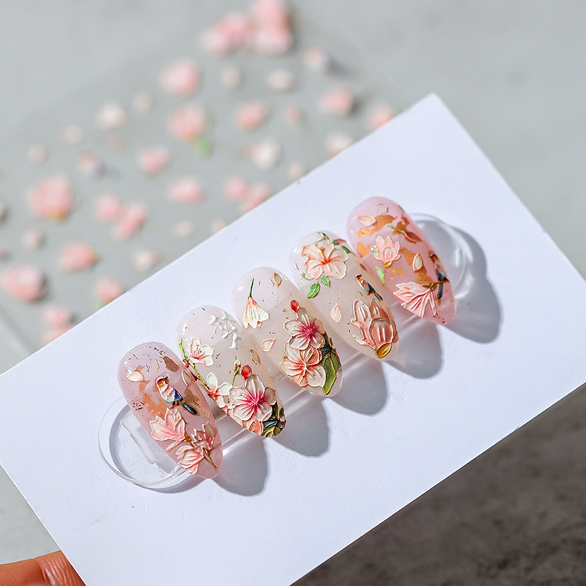 Flower Nail Stickers, Flower Nail Decals, Mangnolia Flower, Spring Nail ...