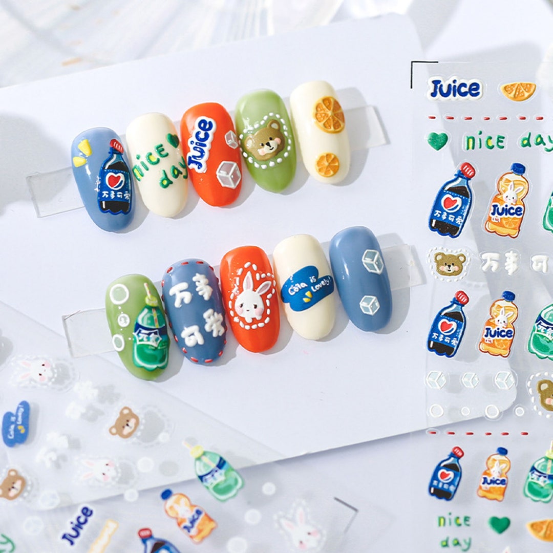 Summer Nail Stickers, Drinks Nail Stickers, Drinks Nail Decal Stickers ...
