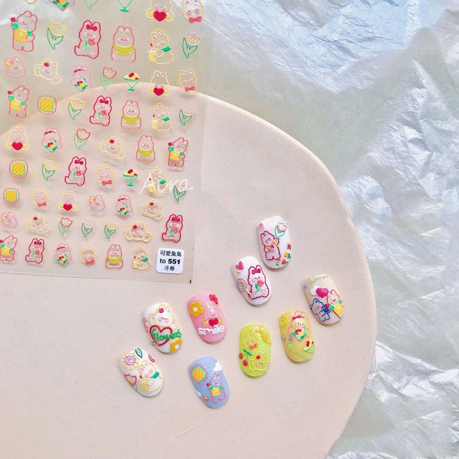 Kawaii Nail Stickers Nail Decals Cute Nail Stickers Rabbit | Etsy