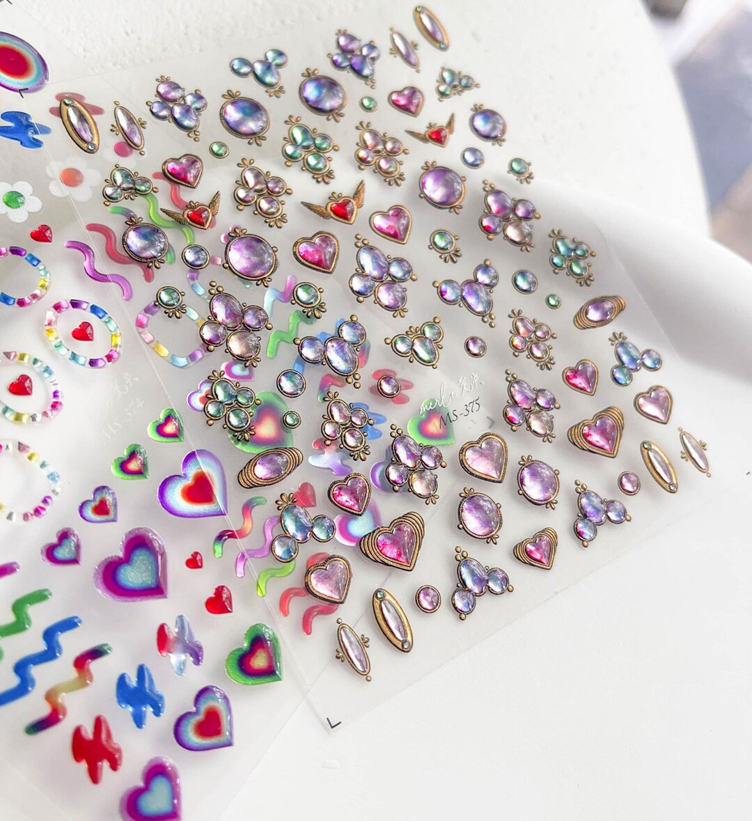 Jelly-style Heart Nail Stickers, Heart Nail Decals, Nail Designer Art ...