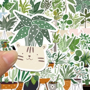 44 Pcs Plants Stickers, Green Plant Stickers Pack, Waterbottle Stickers ...