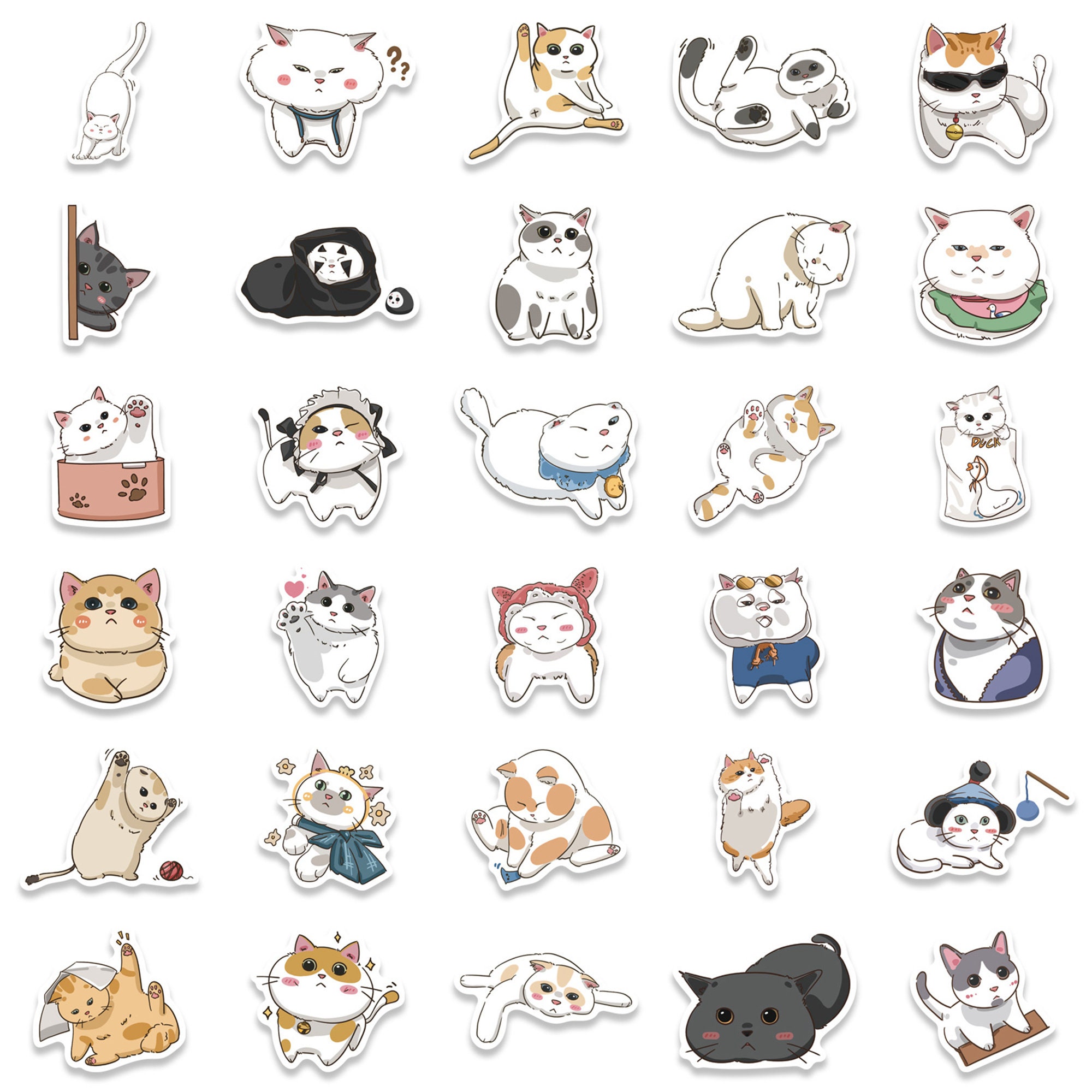62 Pcs Cat Stickers Cartoon Cat Stickers Cute Cat Sticker - Etsy