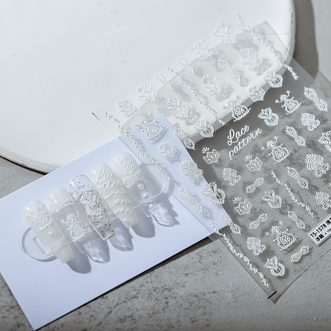 Lace Nail Stickers, Lace Pattern Nail Decals, Nail Designer Sticker ...