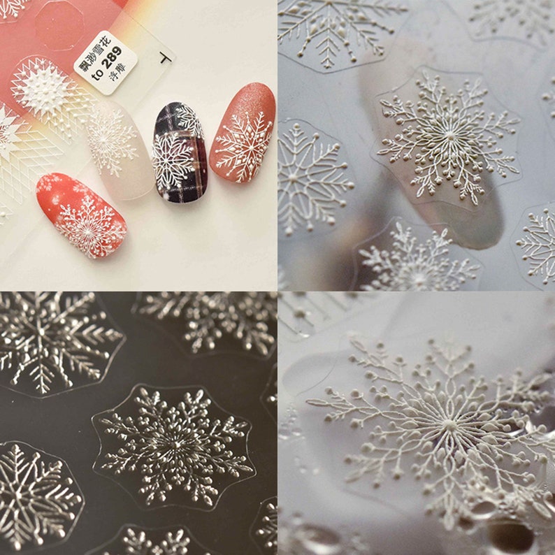 Snowflake Nail Stickers, Winter Nail Decals, Nail Design Art, DIY Nails ...