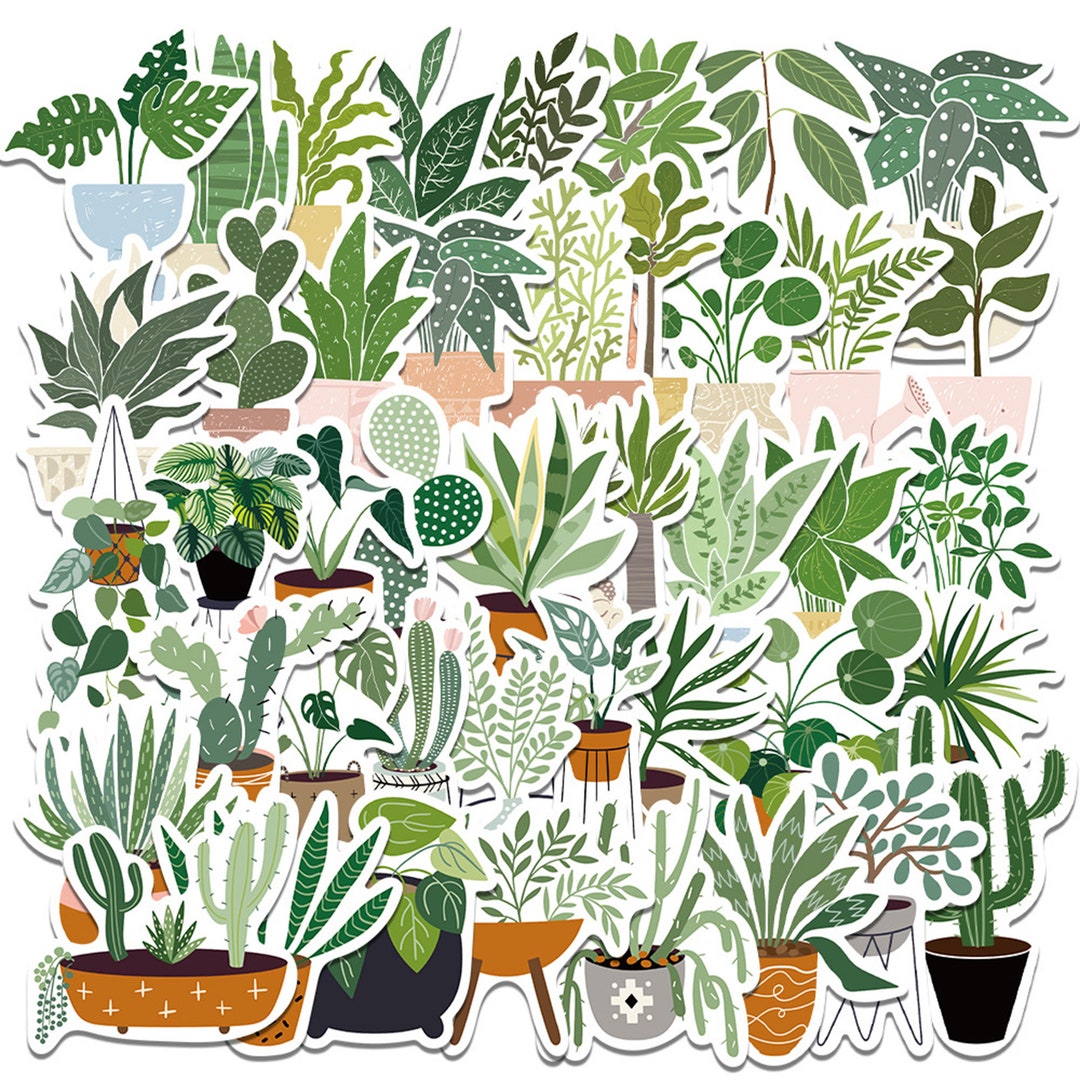 44 Pcs Plants Stickers, Green Plant Stickers Pack, Waterbottle Stickers ...