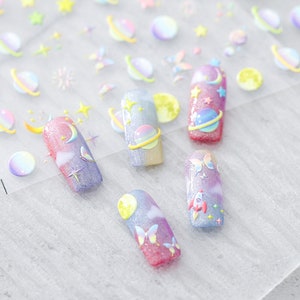 Planet Nail Stickers, Star Naiil Decals, Planet Nail Decals, 5D ...
