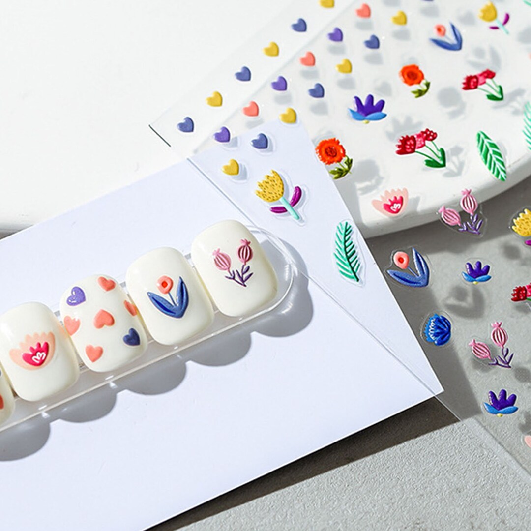 Flower Nail Stickers, Bloom Nail Stickers, Nail Decal Art, Spring Nail ...
