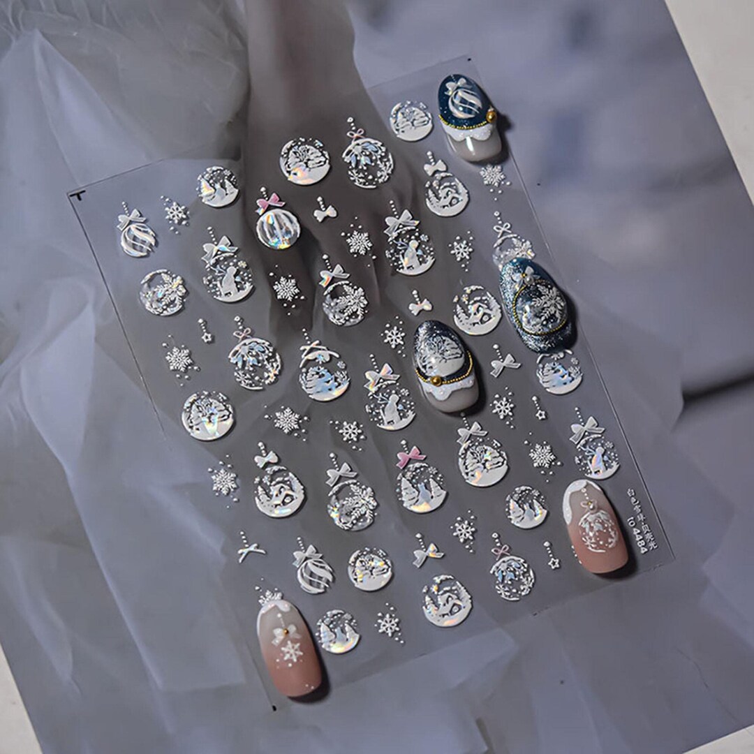 Winter Nail Stickers, Winter Snow Nail Decals, Snow Ball Nail Stickers ...