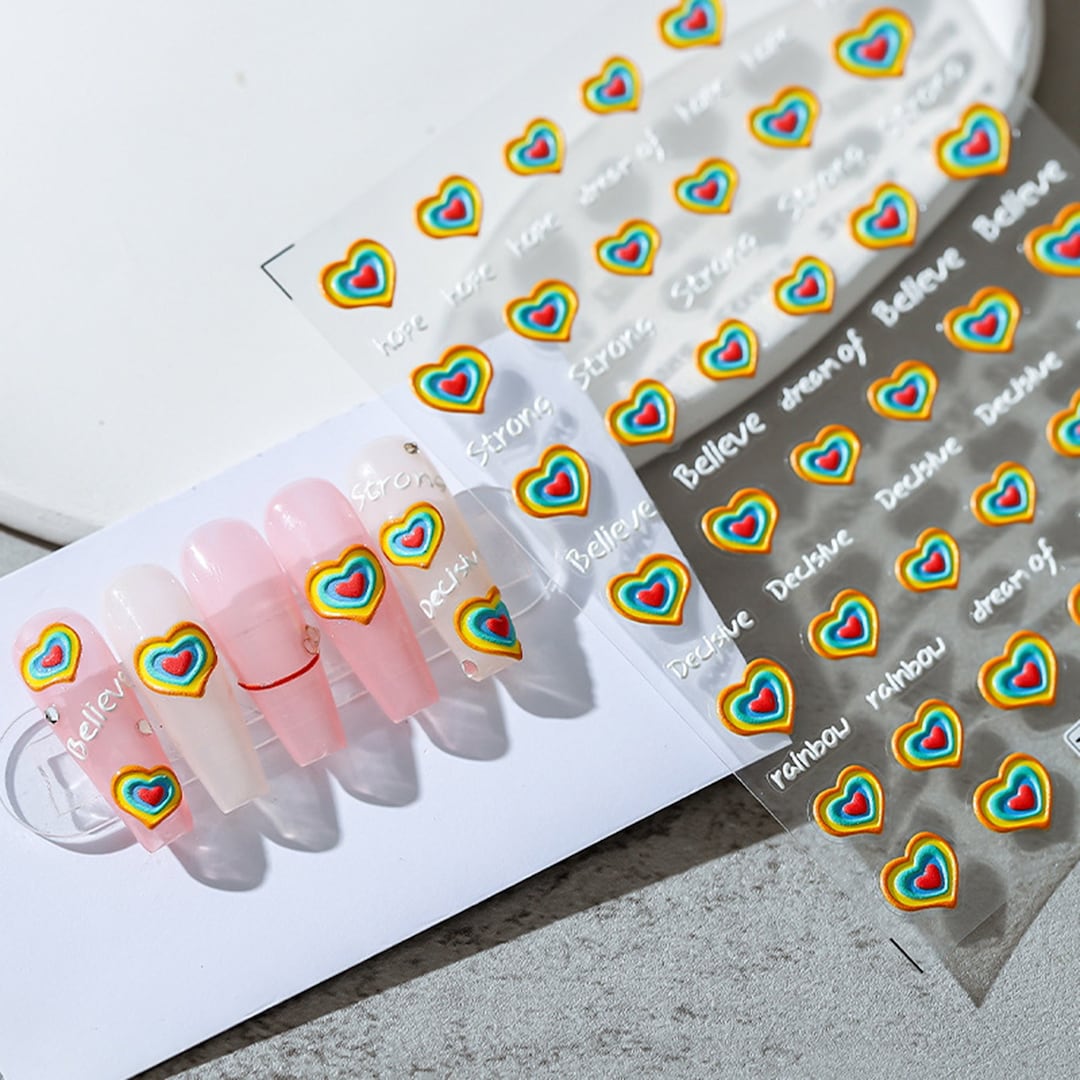 Heart Nail Stickers,, Heart Nail Decals, Nail Decal Art, 5D Nails, DIY ...