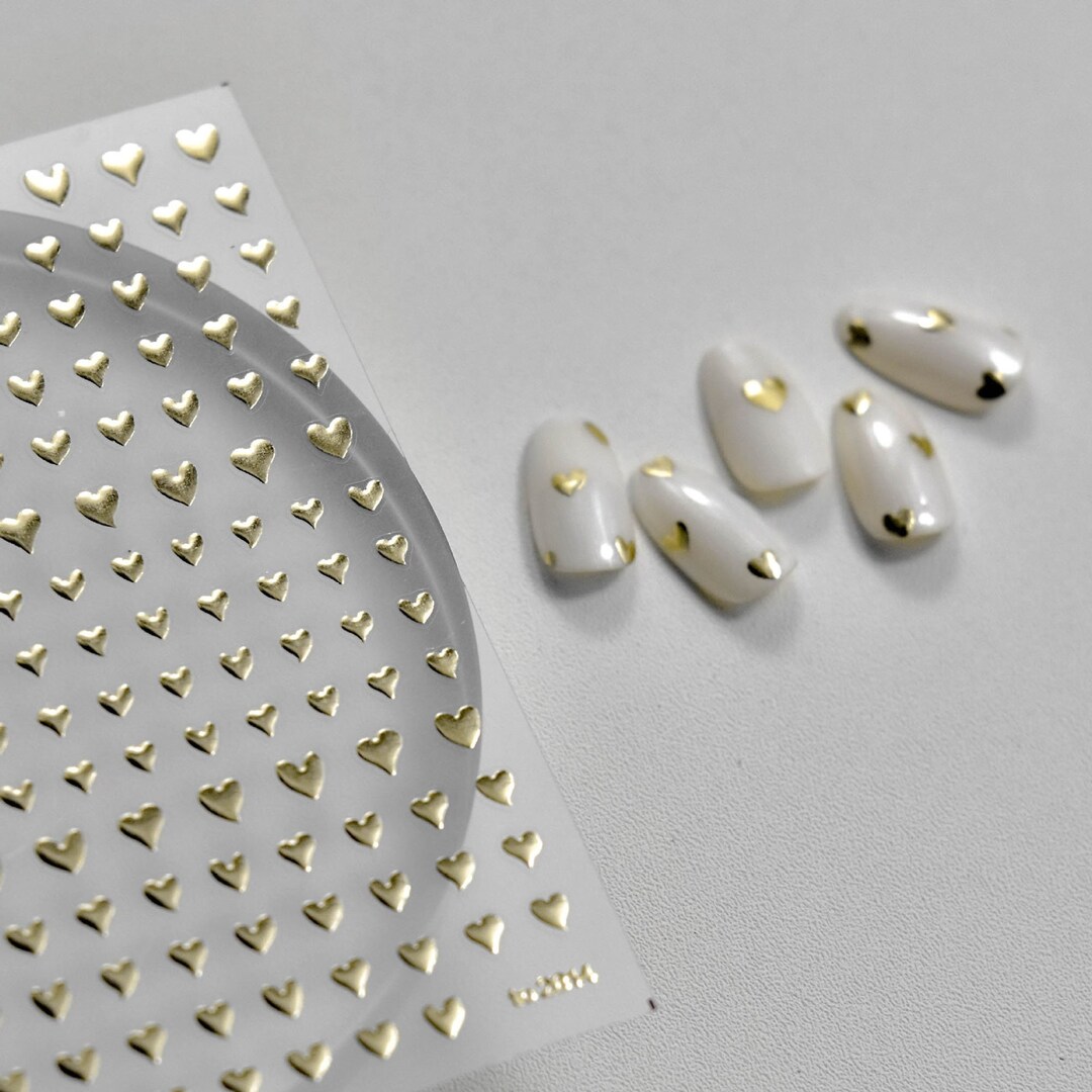 Gold Heart Nail Stickers, Silver Heart Nail Stickers, Heart Nail Decals ...