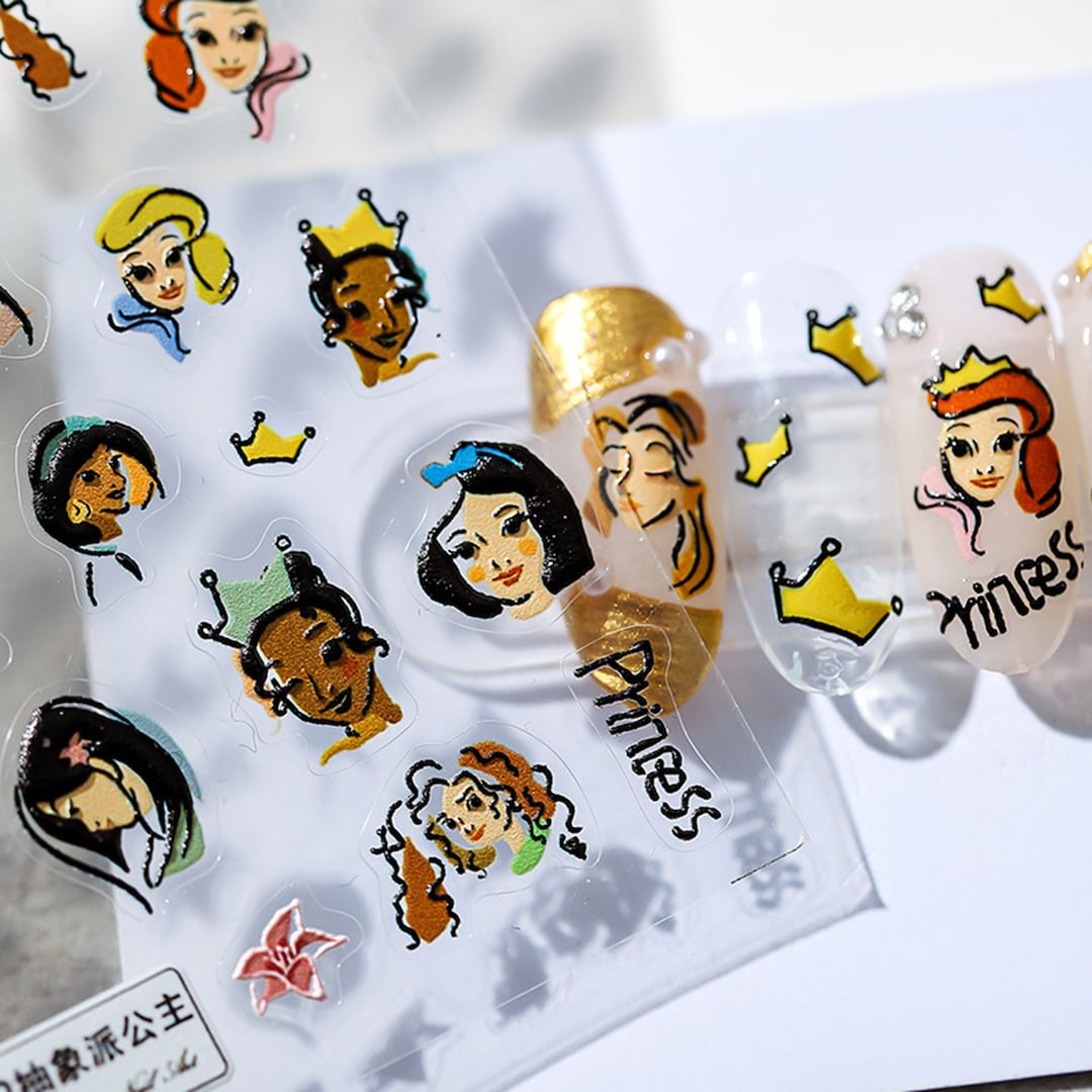 Princess Cartoon Nail Stickers, Cartoon Nail Decals, Cute Nail Stickers ...