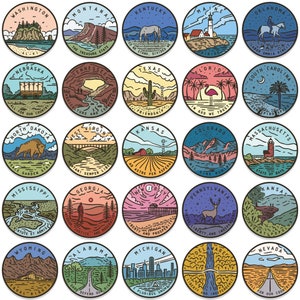 50 Pcs USA State Stickers, American State Stickers, Travel Stickers ...