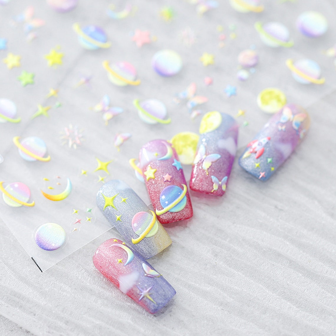 Planet Nail Stickers, Star Naiil Decals, Planet Nail Decals, 5D ...