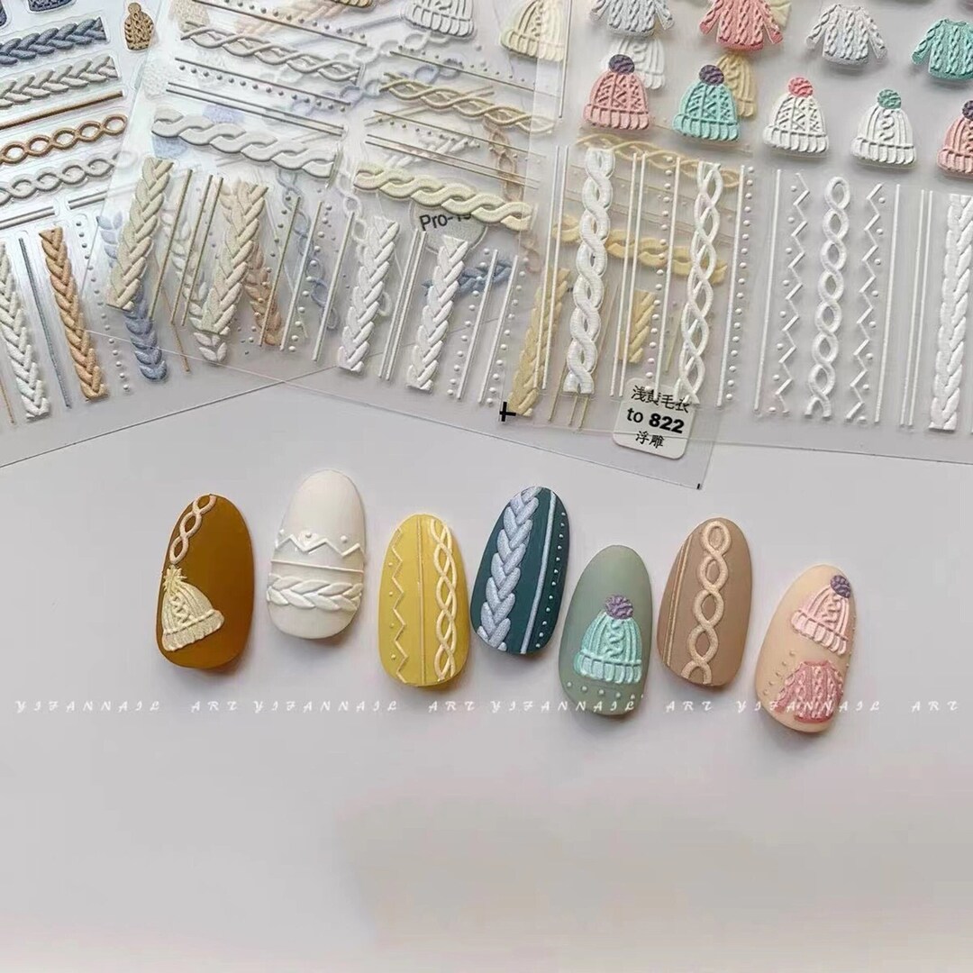 Winter Sweater Nail Stickers, Nail Art Decal, Winter Nail Stickers ...