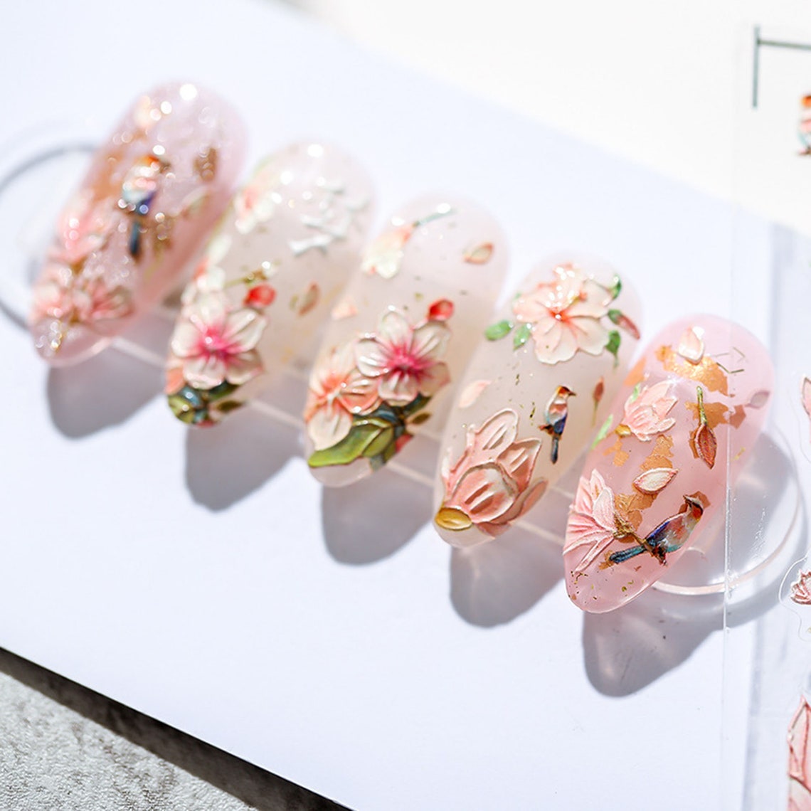 Flower Nail Stickers, Flower Nail Decals, Mangnolia Flower, Spring Nail ...