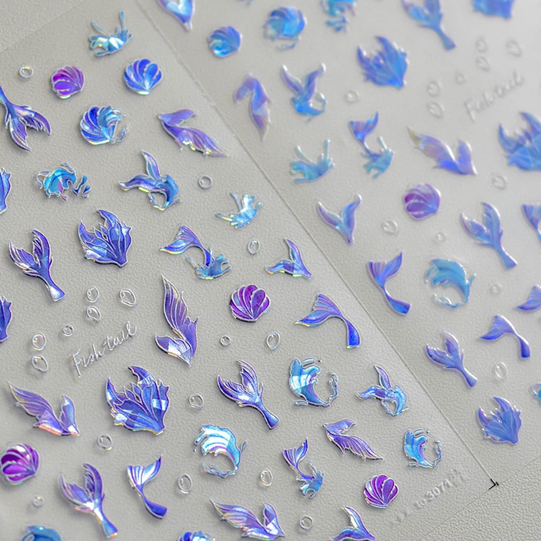 Mermaid Tail Nail Stickers, Fish Tail Nail Stickers, Nail Decals ...