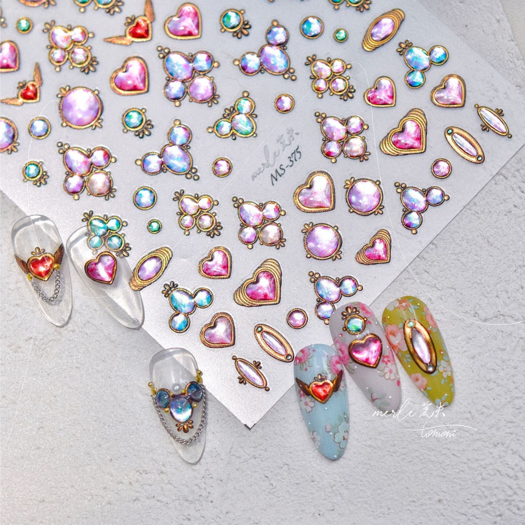 Jelly-style Heart Nail Stickers, Heart Nail Decals, Nail Designer Art ...