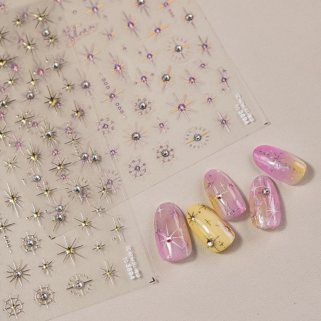 Gold Star Nail Stickers, Silver Star Nail Decals, Nail Stickers With ...