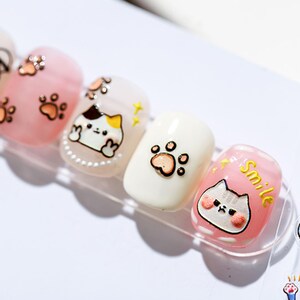 Cat Nail Stickers, Cat Nail Decals, Animal Nail Stickers, Kawaii Nail ...