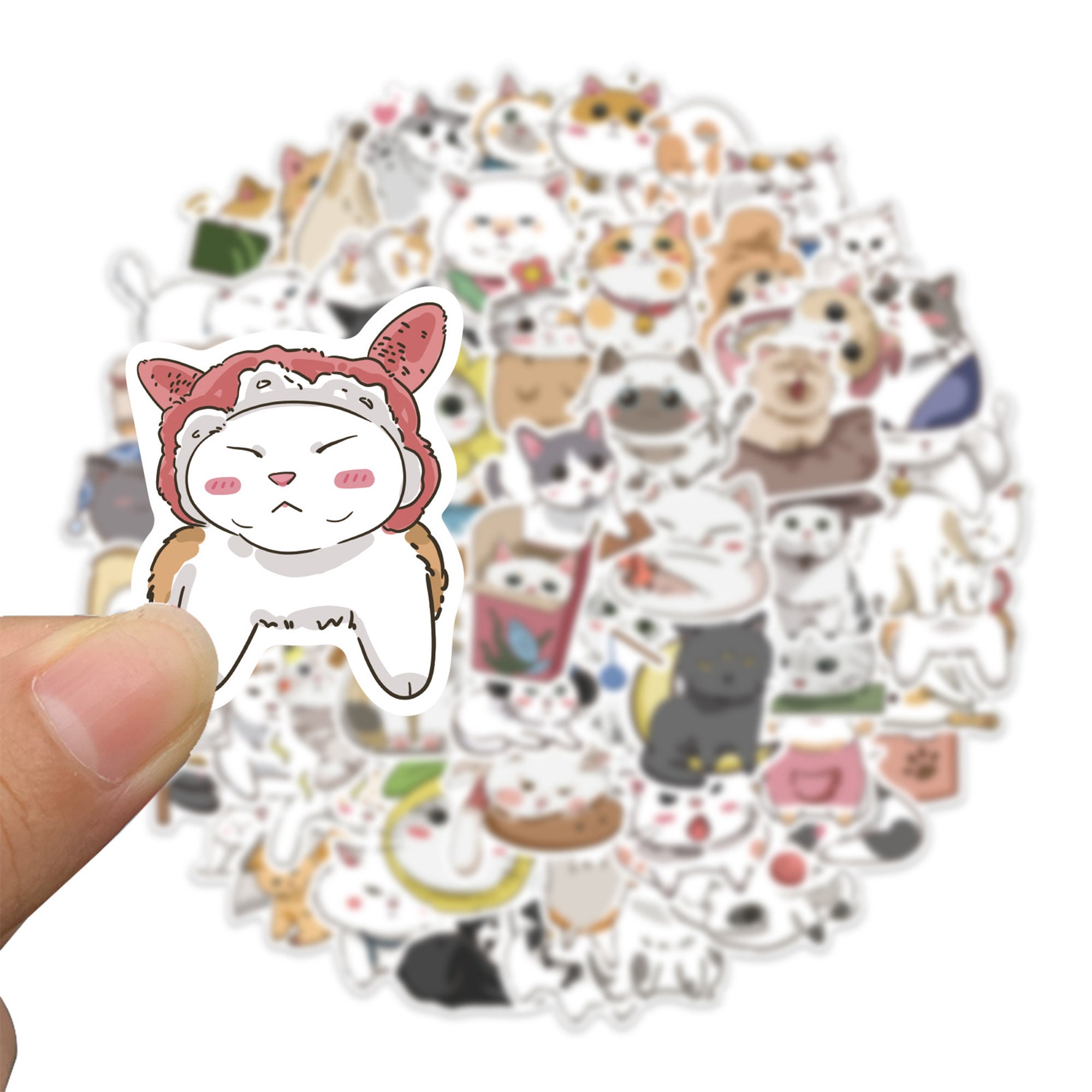62 Pcs Cat Stickers Cartoon Cat Stickers Cute Cat Sticker - Etsy